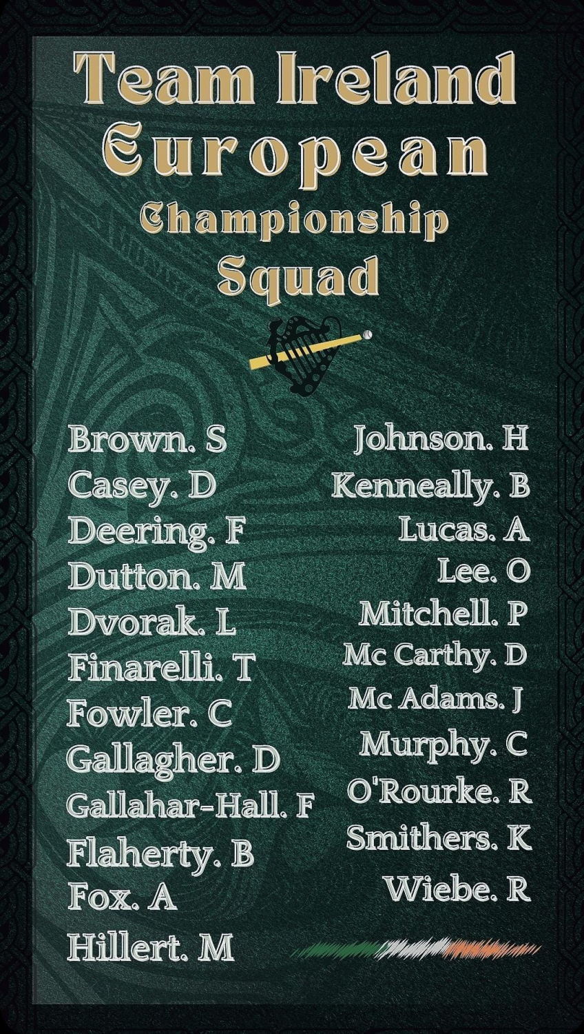 Team Ireland European Championship 2024 Squad – Baseball Ireland